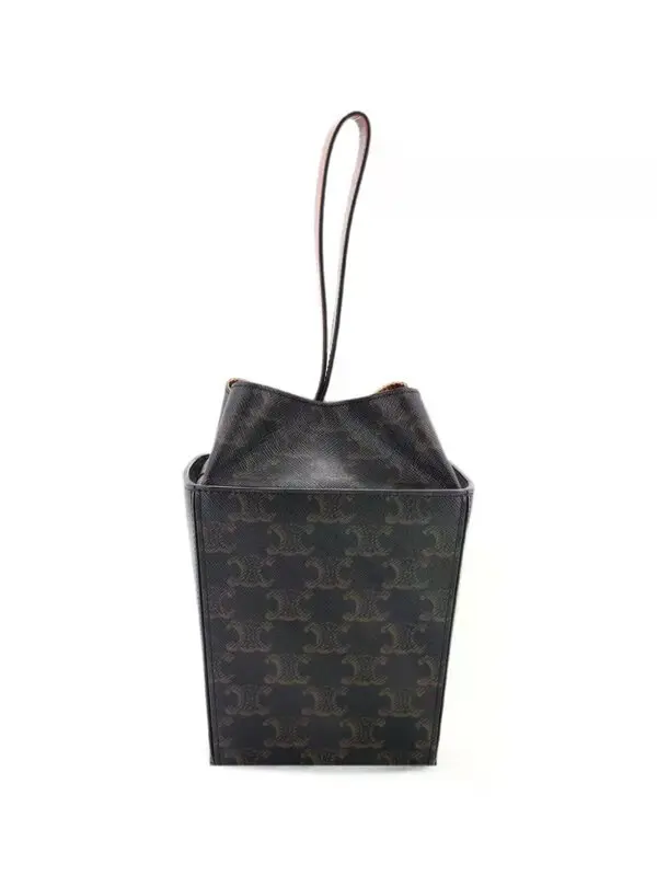 Celine Strap Box Top Handle Bag Triomphe Coated Canvas Satchel