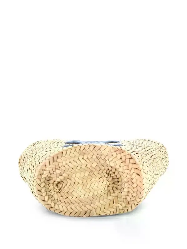 Celine Triomphe Basket Raffia With Leather Shoulder Bag - Blue