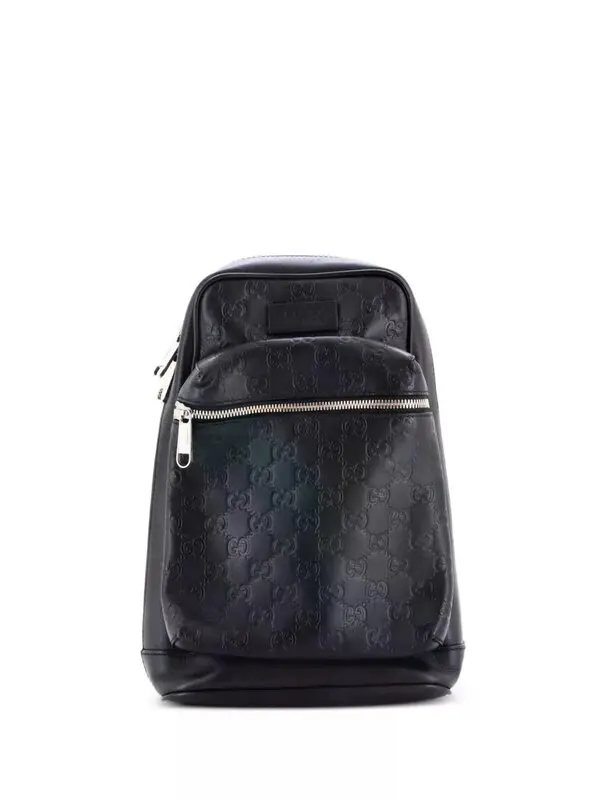 Gucci Signature Leather Backpack - Black