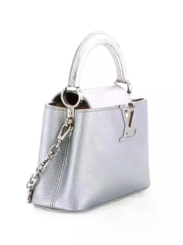 LOUIS VUITTON Flower Chain Capucines Bag Leather With Lizard Mini Crossbody Bag
