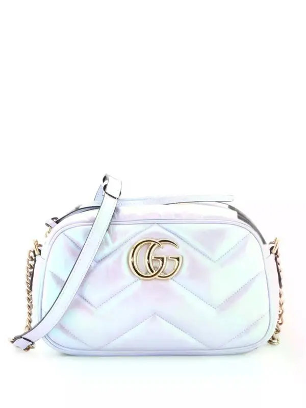Gucci Gg Marmont Chevron Iridescent Leather Small Shoulder Bag