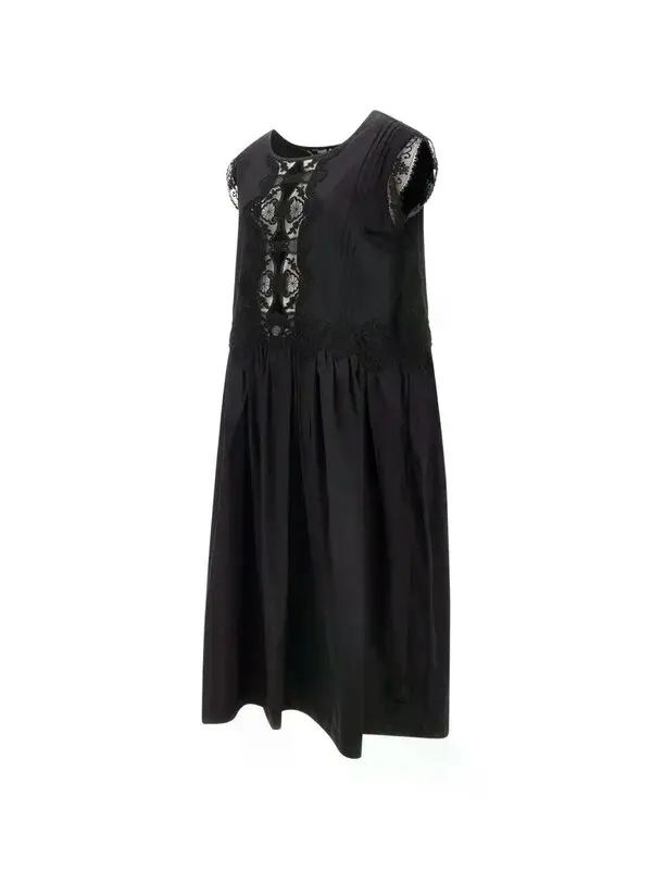 MAURIZIO MYKONOS Lace-insert Ruffled Maxi Dress - Black