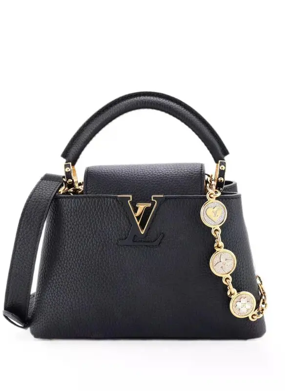 LOUIS VUITTON My Capucines Chain Bag Taurillion Leather Small Satchel - Black
