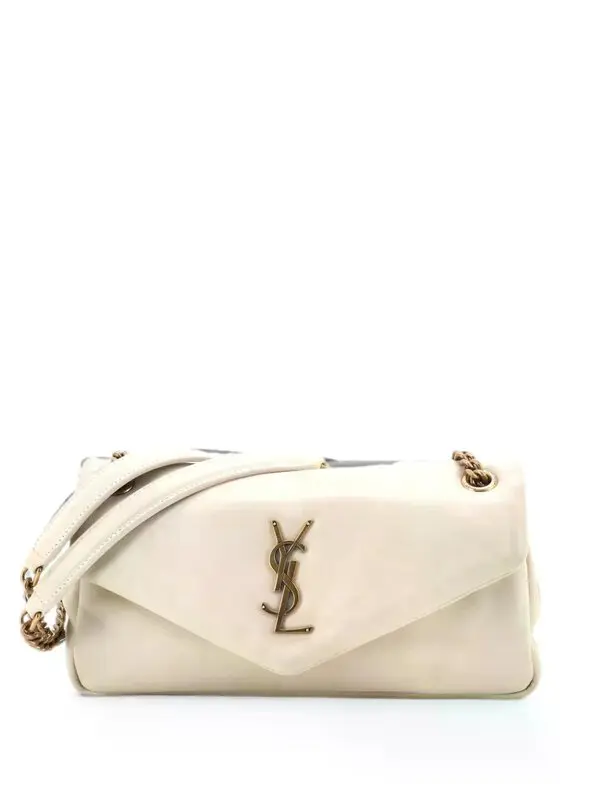 Saint Laurent Calypso Flap Bag Leather Medium Crossbody Bag - Neutrals