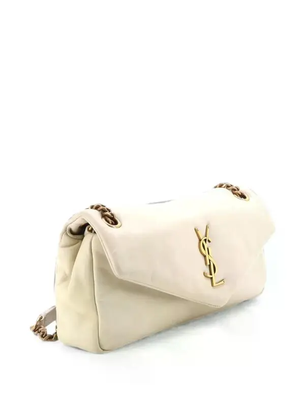Saint Laurent Calypso Flap Bag Leather Medium Crossbody Bag - Neutrals