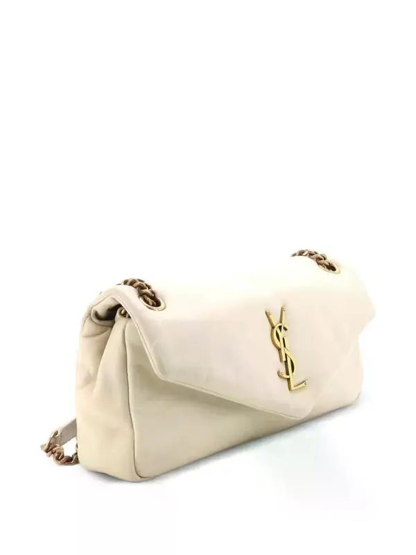Saint Laurent Calypso Flap Bag Leather Medium Crossbody Bag - Neutrals