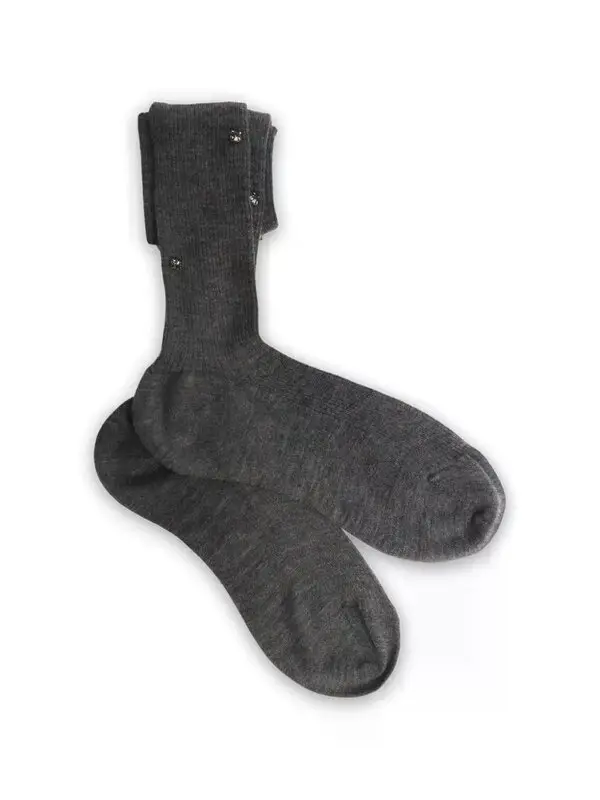 Maria La Rosa Crystal-embellished Ribbed-knit Socks