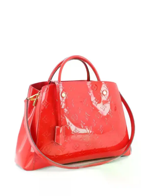 LOUIS VUITTON Monogram Vernis Montaigne Mm Tote Bag - Red