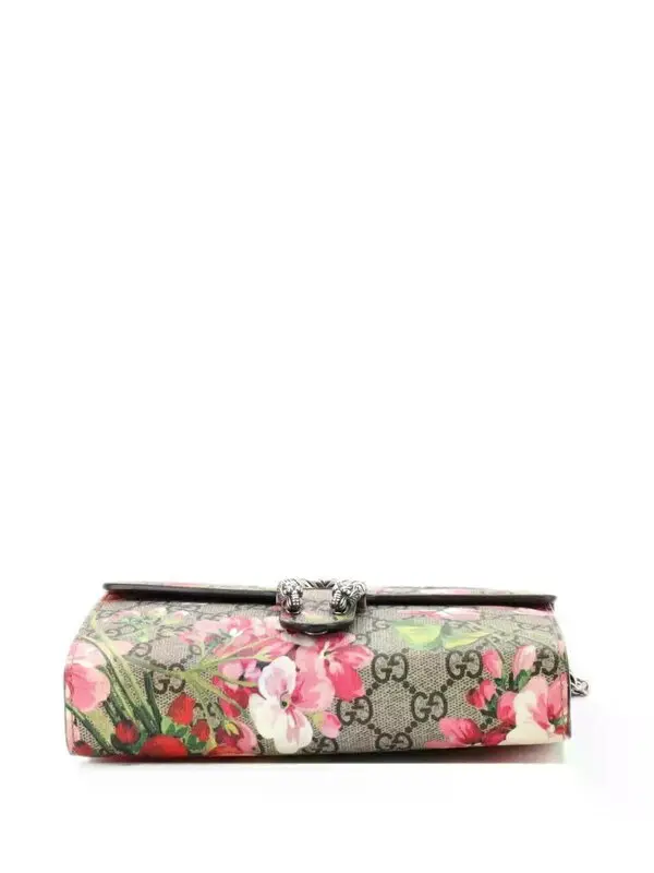 Gucci Dionysus Chain Wallet Blooms Print Gg Coated Canvas Small Crossbody Bag - Brown