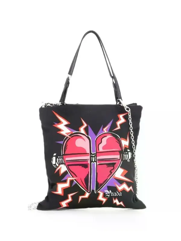 Prada Frankenstein Flat Printed Tessuto Mini Tote Bag