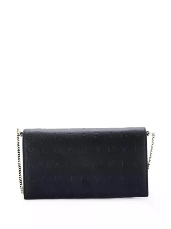 BVLGARI Logo Infinitum Chain Wallet Embossed Leather Crossbody Bag