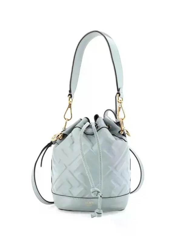 Fendi Mon Tresor Zucca Embossed Leather Mini Bucket Bag - Blue