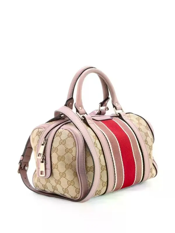 Gucci Monogram Gg Canvas Web Boston Satchel