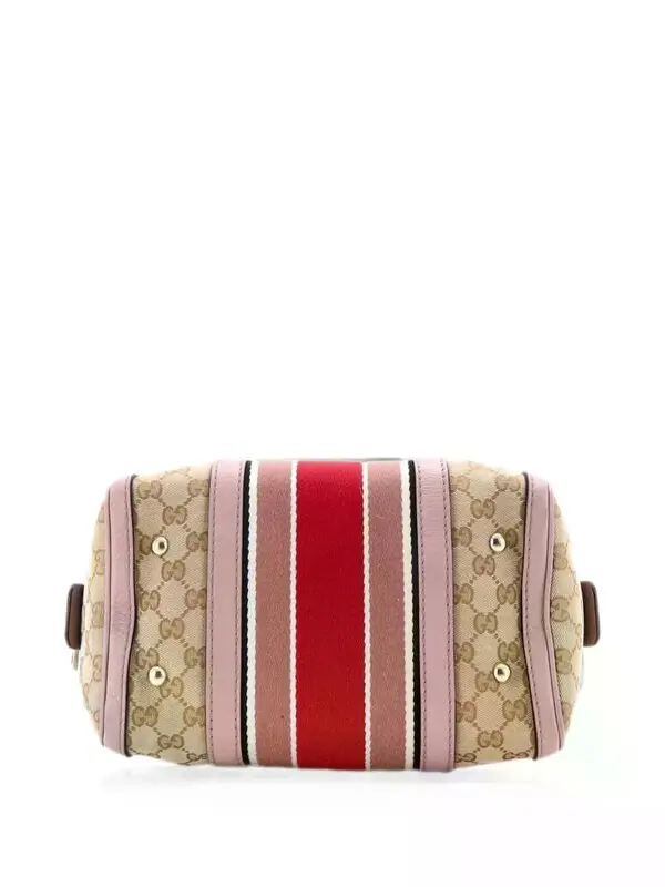 Gucci Monogram Gg Canvas Web Boston Satchel