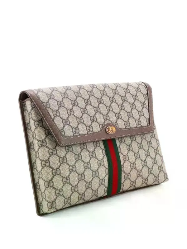 Gucci Ophidia Gg Coated Canvas Large Clutch Bag