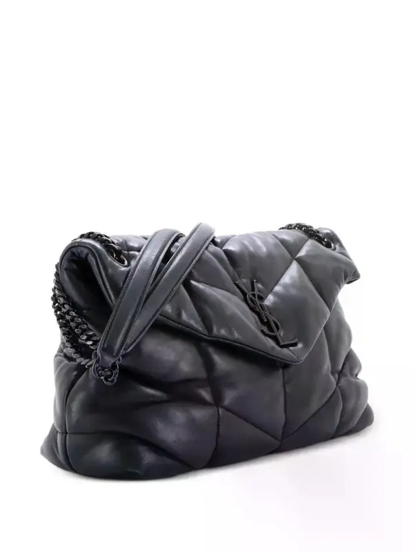 Saint Laurent Loulou Puffer Quilted Leather Medium Shoulder Bag - Black