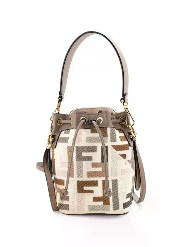 Fendi Mon Tresor Zucca Embroidered Canvas Mini Bucket Bag