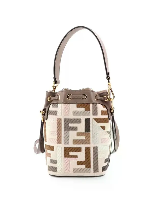 Fendi Mon Tresor Zucca Embroidered Canvas Mini Bucket Bag