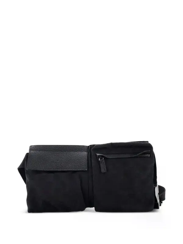 Gucci Vintage Double Gg Canvas Belt Bag - Black