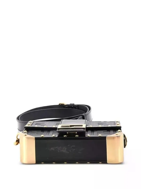 Fendi Baguette Trunk Bag Zucca Embossed Leather Mini Crossbody Bag