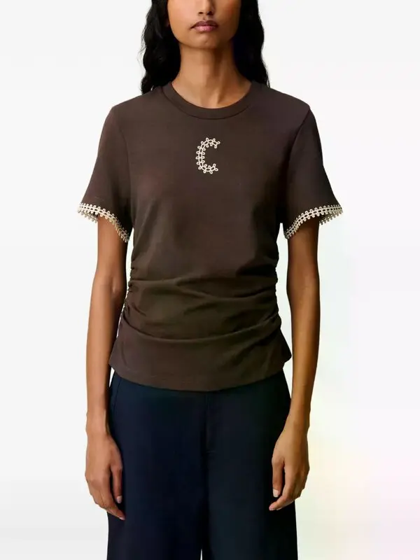 Claudie Pierlot Embroidered T-shirt - Brown