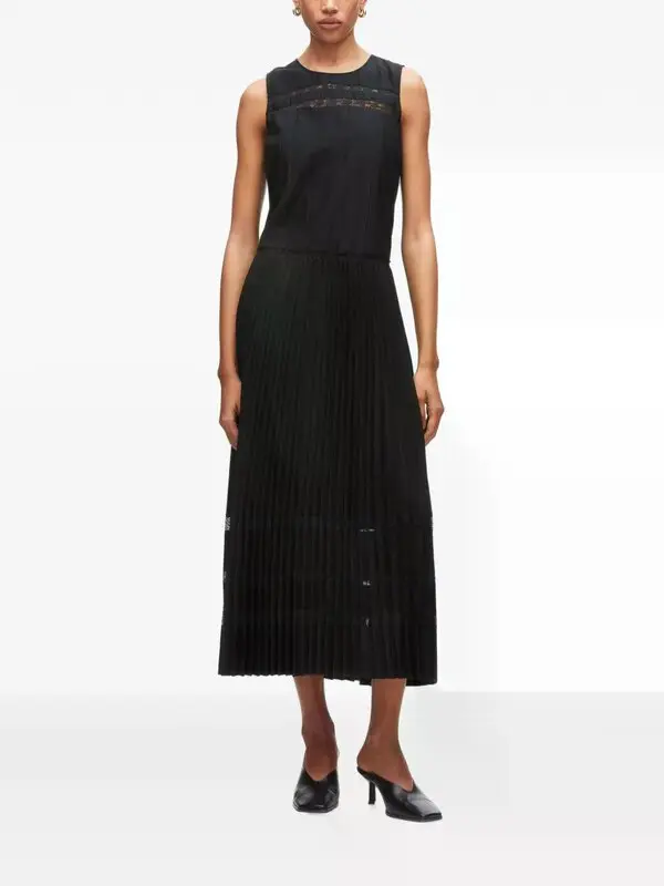 3.1 Phillip Lim Pleated A-line Lace-insert Midi Dress