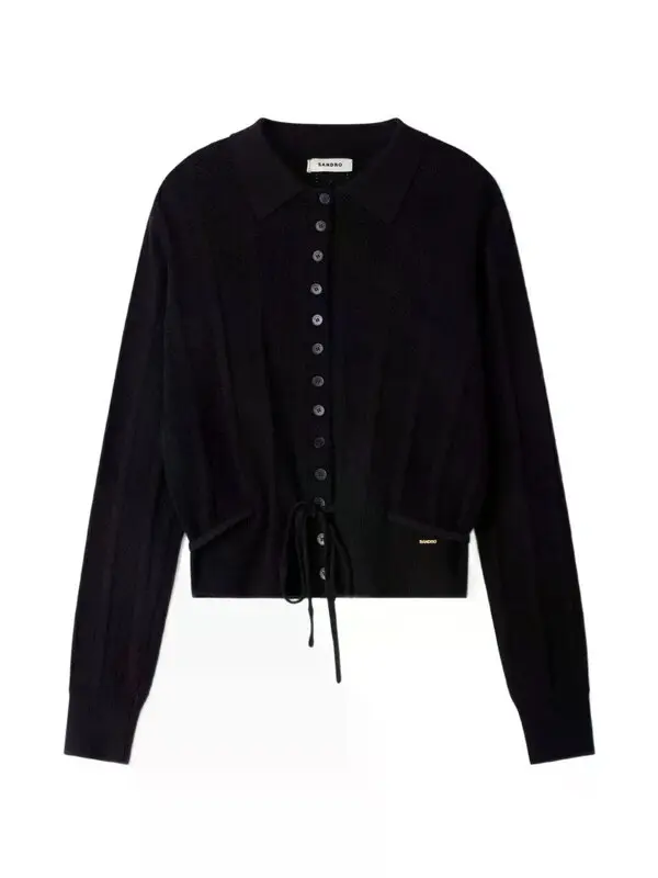 Sandro Pointelle-knit Drawstring Cardigan