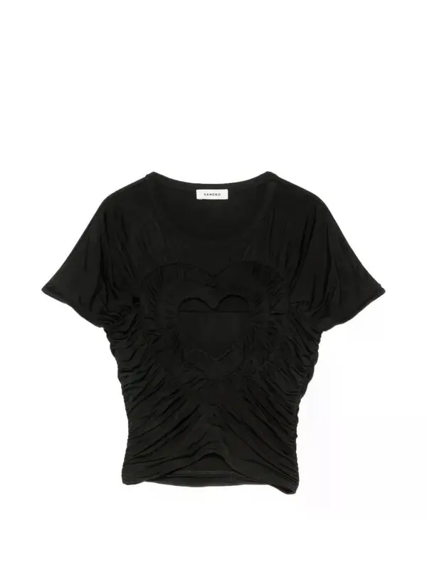 Sandro Heart Cut-out Ruched T-shirt