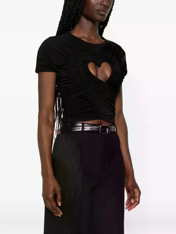 Sandro Heart Cut-out Ruched T-shirt
