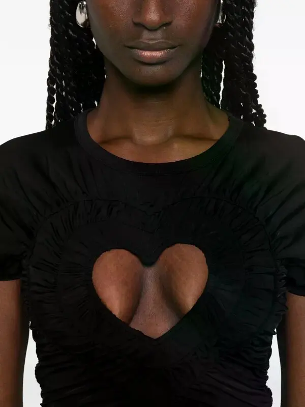 Sandro Heart Cut-out Ruched T-shirt