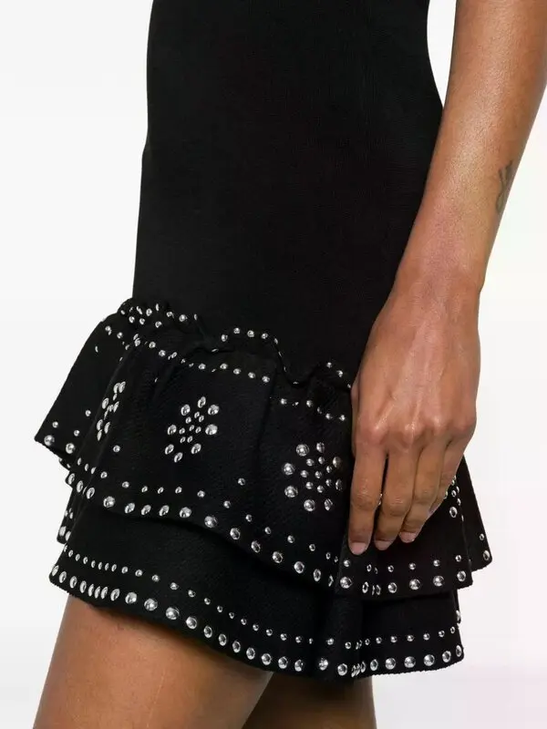 Sandro Stud-embellished Ruffled Dress