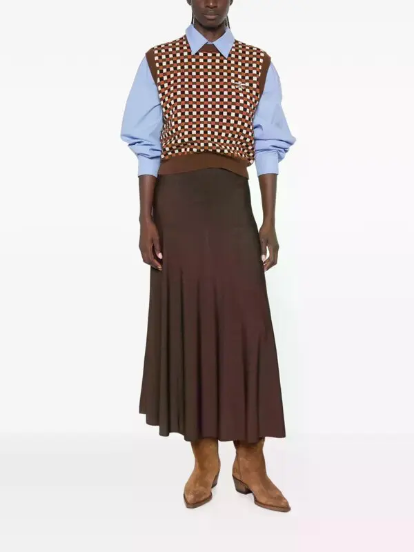 Sandro Knitted Flared Midi Skirt