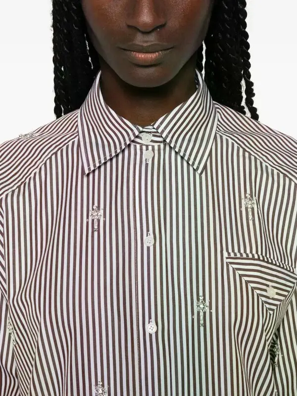 Sandro Brendana Striped Crystal-embellished Shirt