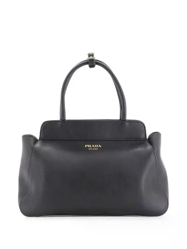 Prada Frame Soft Grain Leather Medium Tote Bag