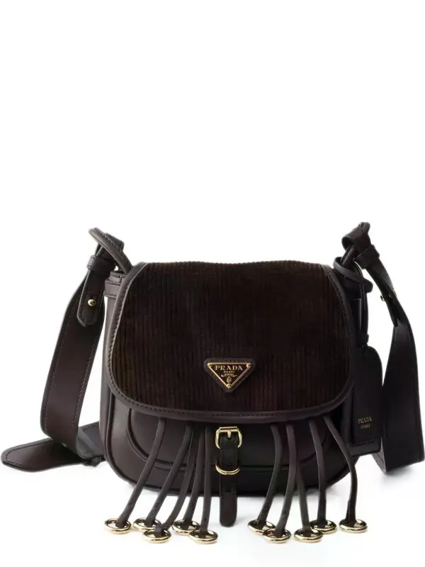 Prada Corsaire Corduroy And Leather Mini Shoulder Bag - Brown