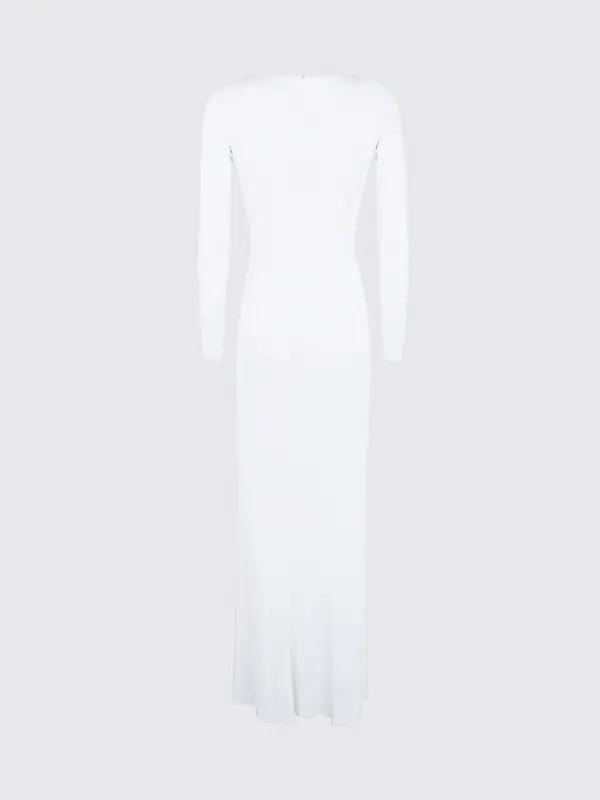 Elisabetta Franchi Ruched Maxi Dress With Keyhole Neckline - White