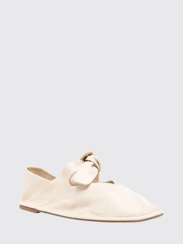 Hereu Ballet Flats With Knot Detailing - Cream