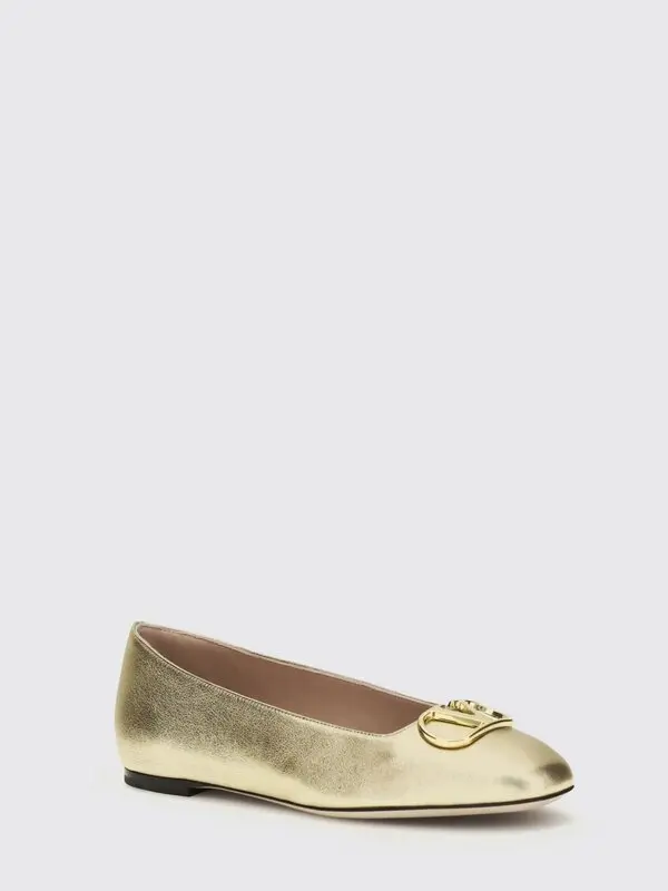 Valentino Garavani Vlogo Signature Laminated Nappa Ballet Flats - Gold