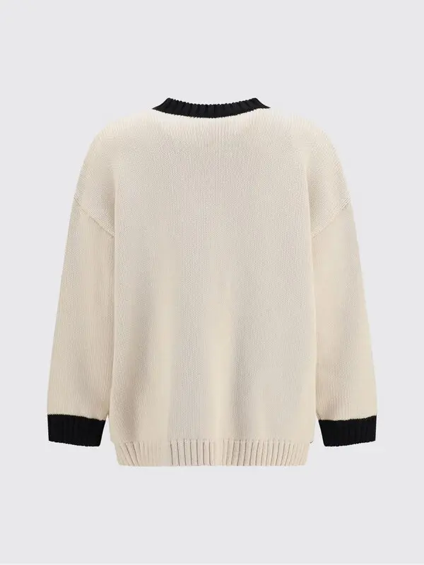 Valentino Garavani Cotton Blend Cardigan With Bow Appliqu - Beige