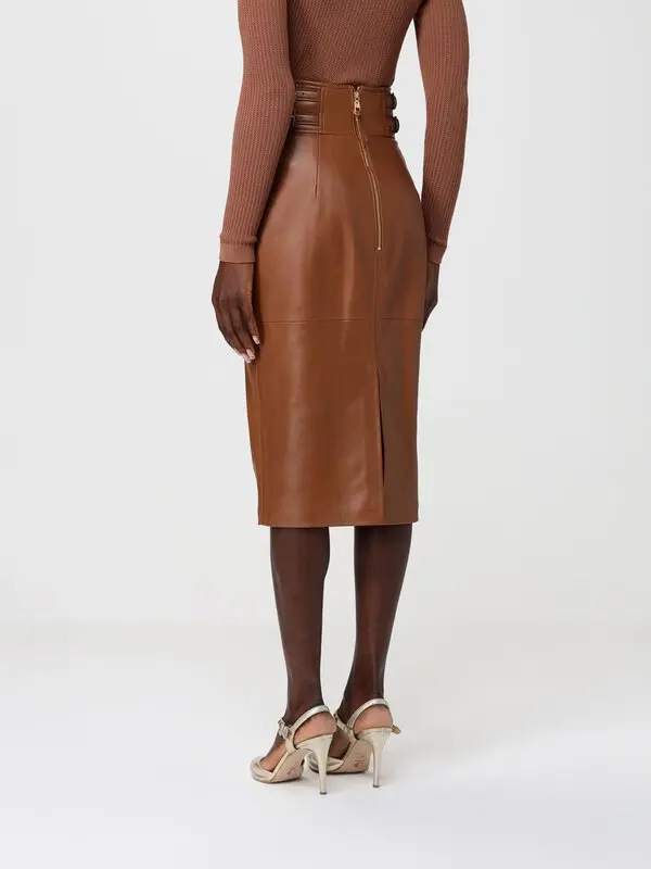Elisabetta Franchi Leather Midi Pencil Skirt - Brown