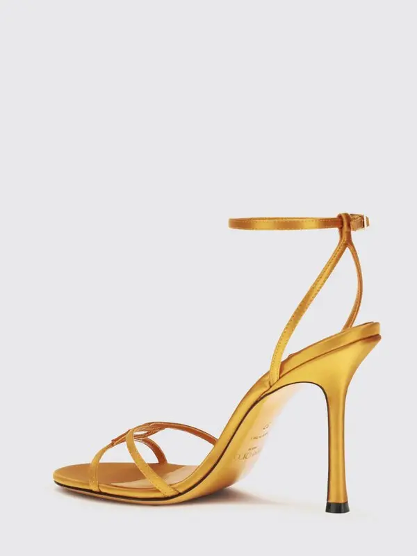 JIMMY CHOO Leo Silk Satin Stiletto Sandals - Orange