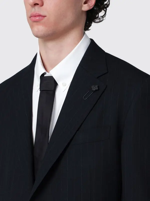 LARDINI Single-breasted Virgin Wool Pinstripe Dress