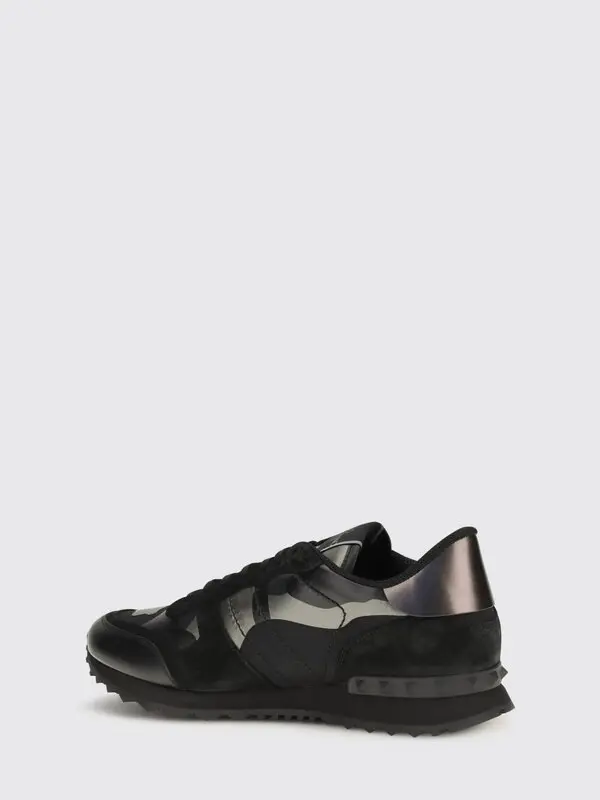 Valentino Garavani Rockrunner Low-top Sneakers In Leather And Suede With Camouflage Pattern