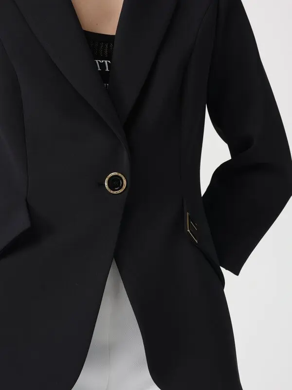 Elisabetta Franchi Crêpe Single Breasted Blazer - Black