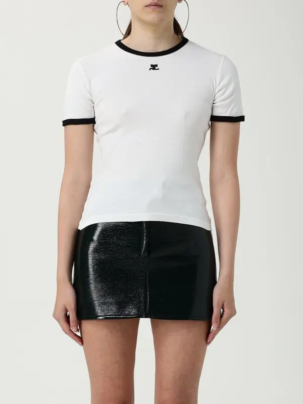 COURREGES T-shirt With Contrast Trim - White