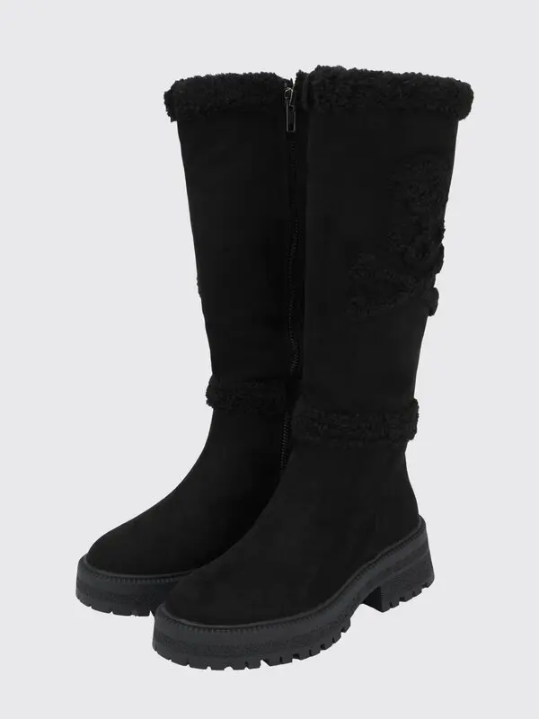 Philipp Plein Suede Knee-high Boots With Skull And Shearling Lining