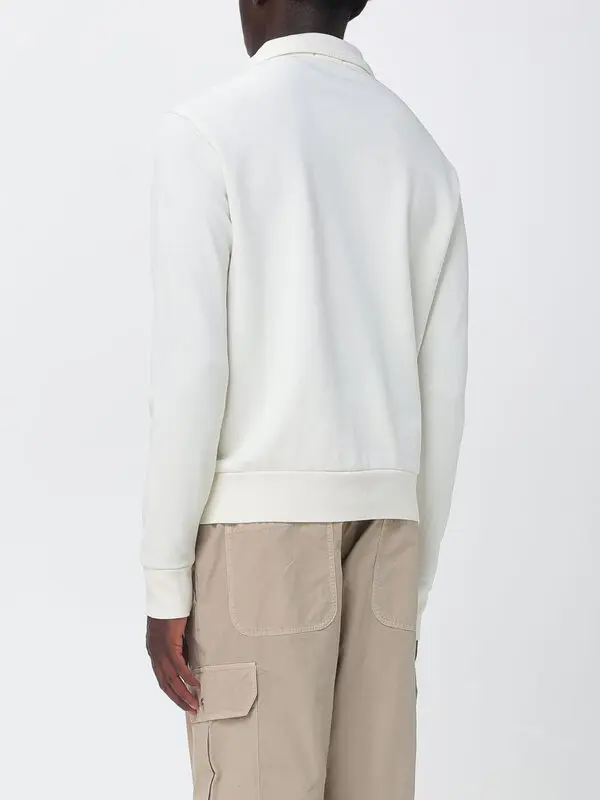 Polo Ralph Lauren Long-sleeve Cotton Polo Shirt With Zip Closure And Embroidered Logo - Cream