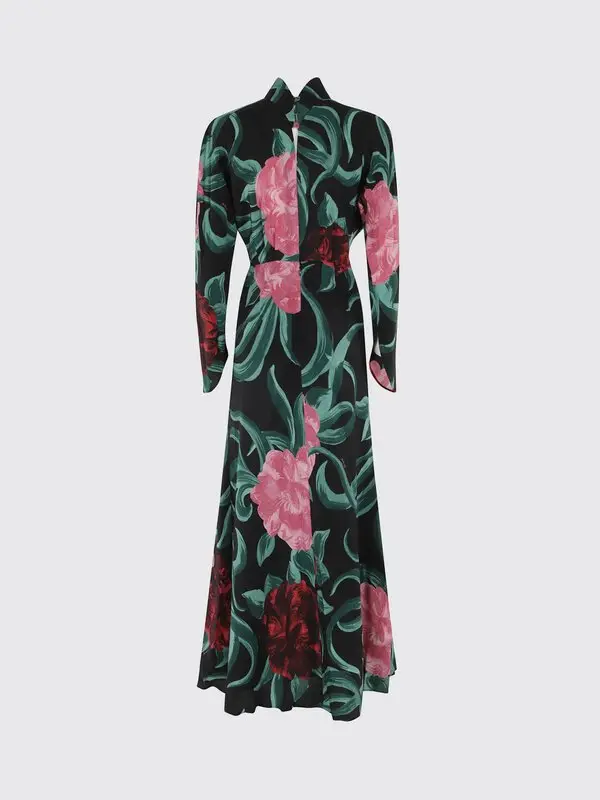 La DoubleJ Midi Silk Dress With Floral Print
