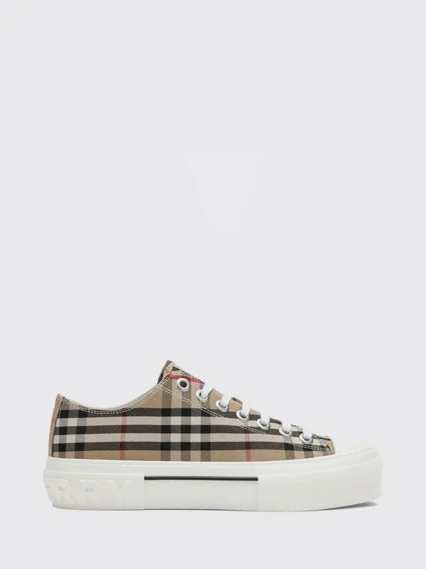 Burberry Checked Lace-up Sneakers - Beige