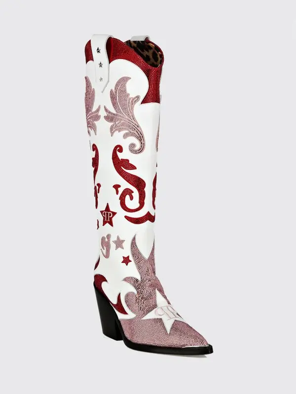 Philipp Plein Suede Knee-high Boots With Crystal Embellishments